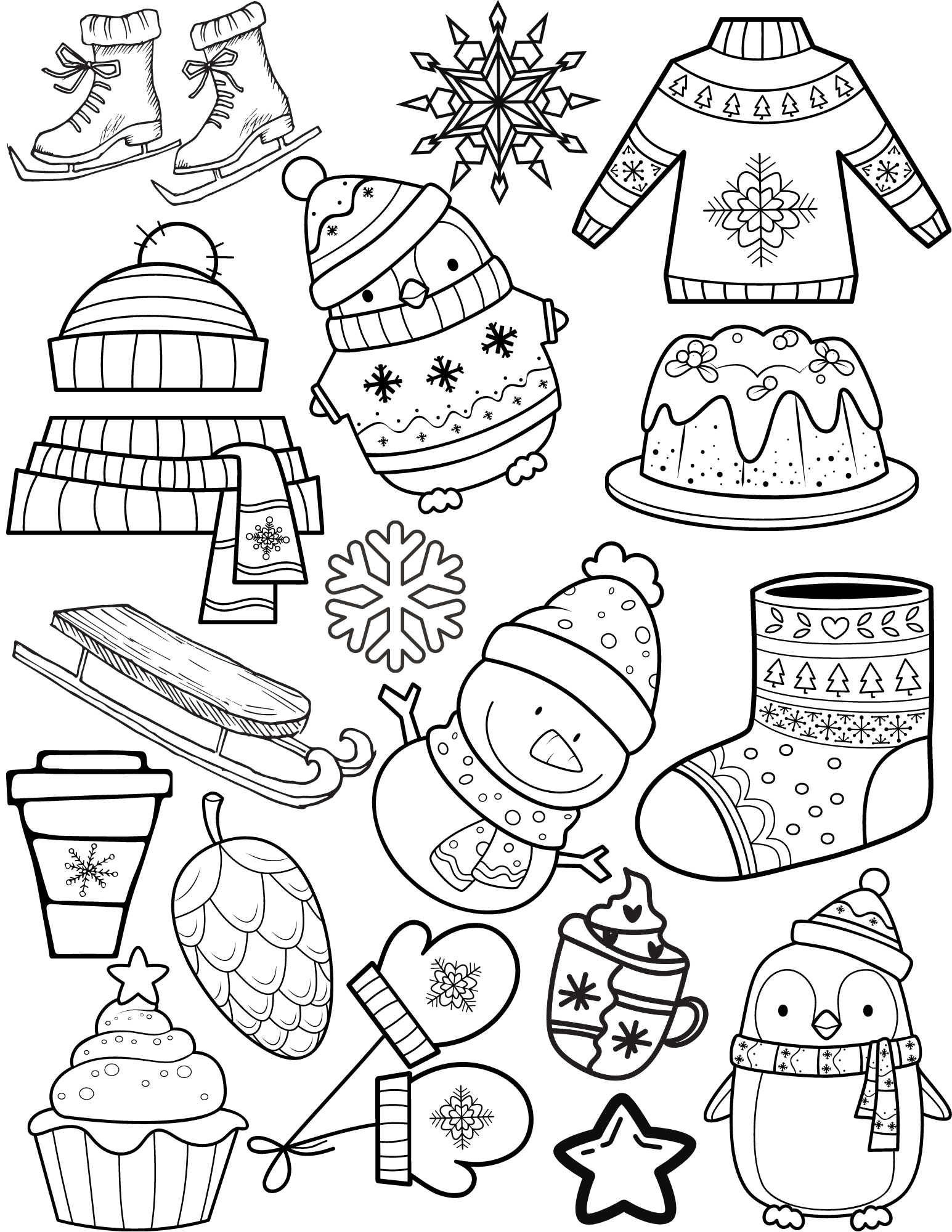 Printable WINTER coloring page – FidgyPop
